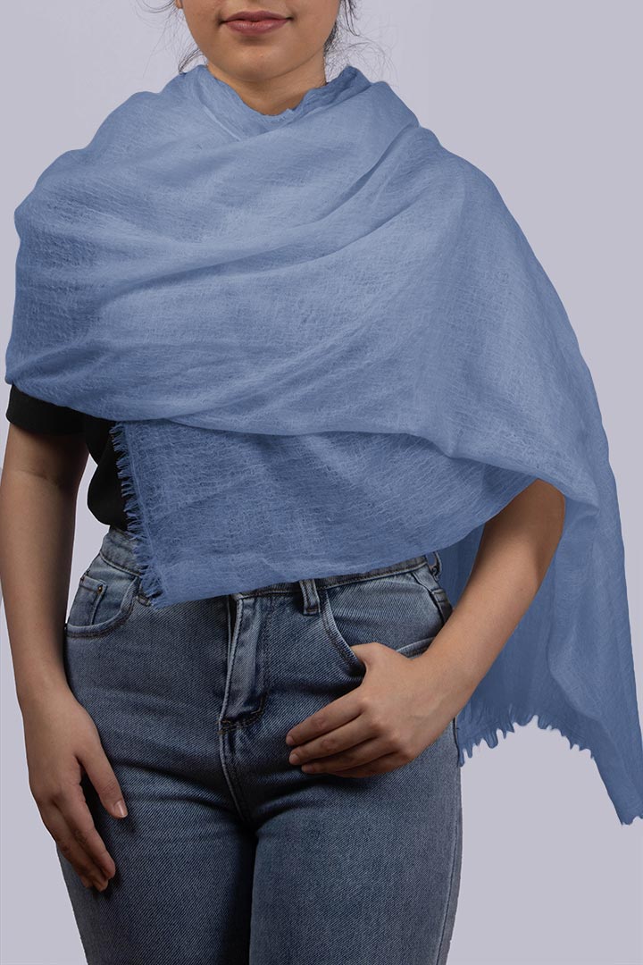 Pure Cashmere Scarf Shawl Wrap in Periwinkle Blue